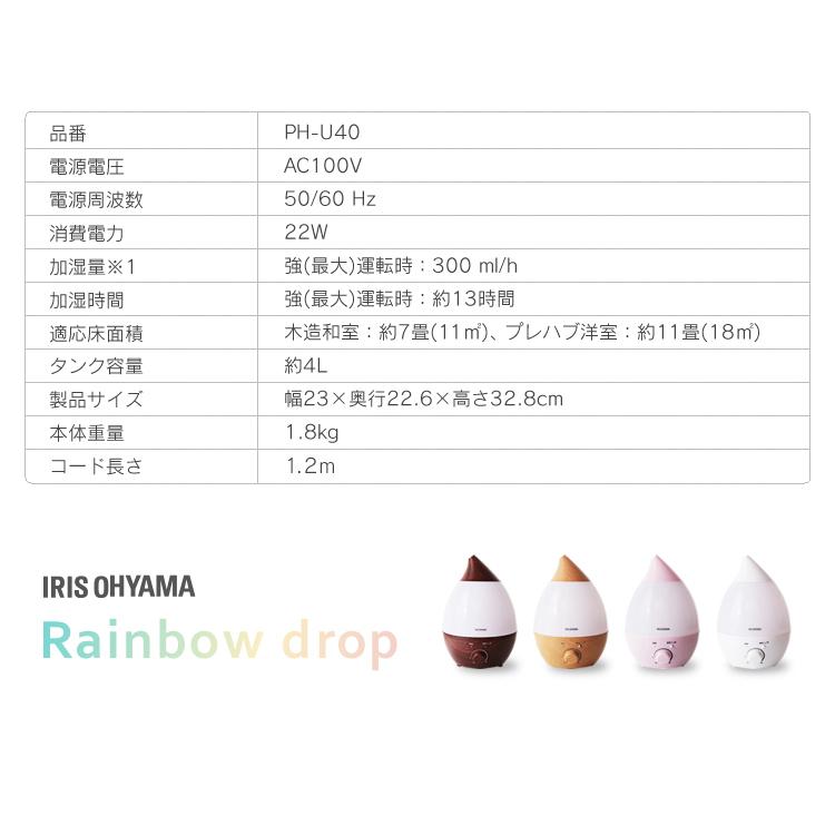 加湿器 おしゃれ おすすめ アロマ 超音波式 卓上 大容量 4L ホワイト ピンク アイリスオーヤマ コンパクト シンプル アロマ対応 PH-U40 新生活 :m7110009:メガストア ...