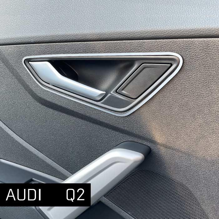 AUDI Q2 ドアハンドルトリム 4pcs シルバーヘアライン調 アウディ 内装パーツ インテリア アクセサリー カスタム : ヨーロッパ車 ...