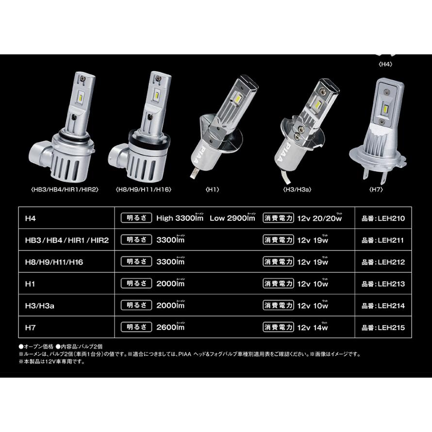 PIAA [LEH215] ヘッド&フォグ用 LEDバルブ H7 6600ケルビン 2600lm コントローラーレス : パーツハウス ...