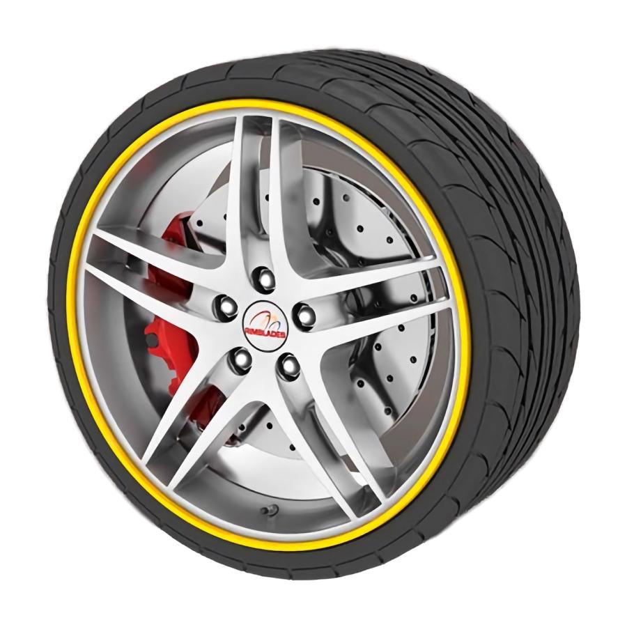 リムブレード イエロー 4本セット ホイールリムに貼り付けて使用するリムガード（〜24インチ／1台分）ホイールリムのキズ防止に ...