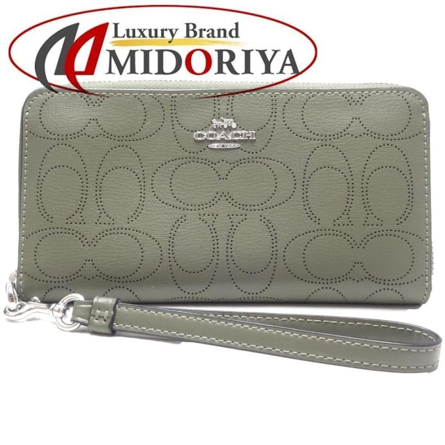 COACH コーチ 長財布 ロングジップアラウンドウォレット レザー サープラス カーキ D2192/082770【中古 ...