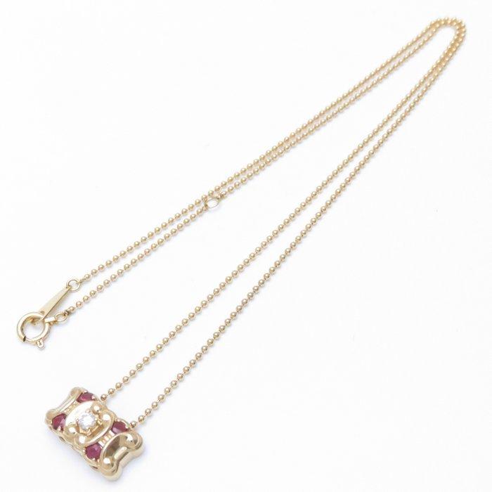 CELINE セリーヌ ネックレス ルビー ダイヤモンド0.07ct K18YG CELINE セリーヌ ネックレス ルビー ダイヤモンド0.07ct K18YG