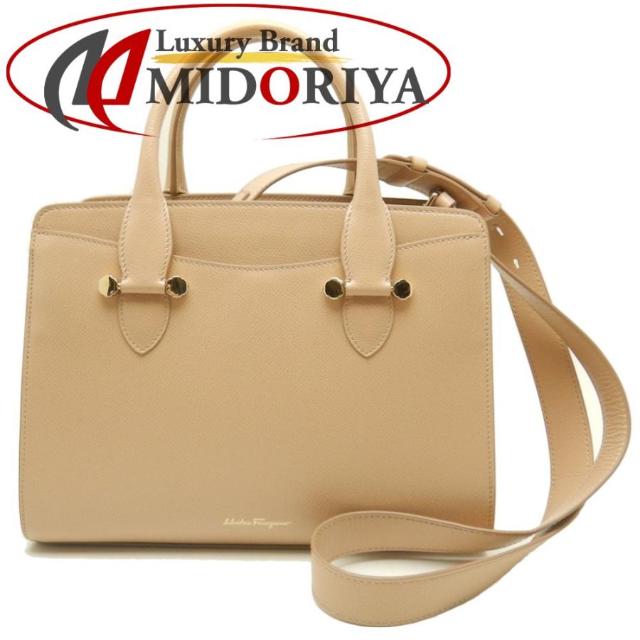 フェラガモ Salvatore Ferragamo GG 21 G925 TODAY 2WAY ハンドバッグ カーフ ベージュ/151319 ...