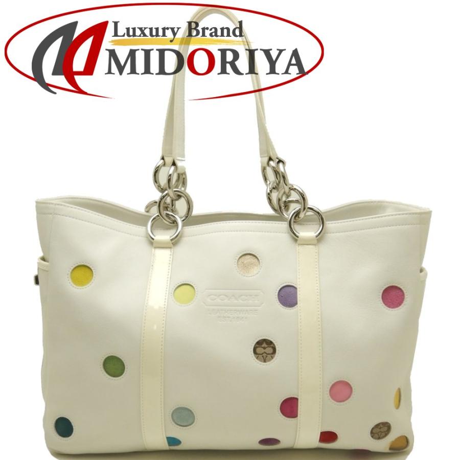 COACH コーチ 3678 トートバッグ ドットギャラリー レザー スエード キャンバス ホワイト系/151387【中古 ...