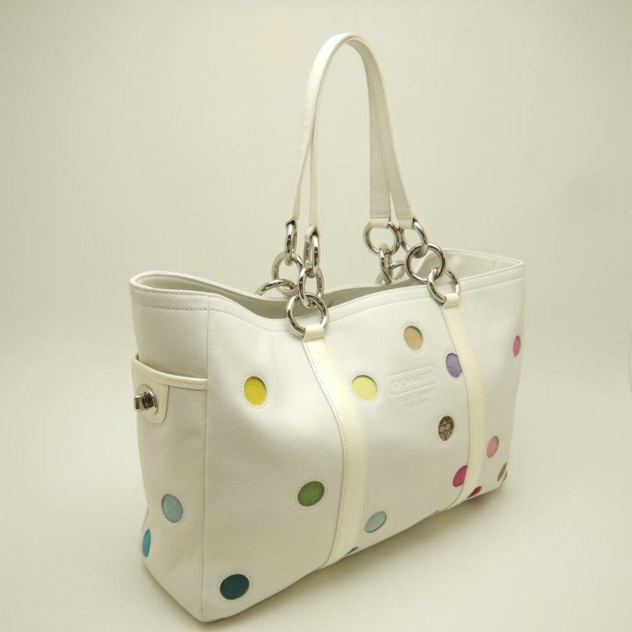 COACH コーチ 3678 トートバッグ ドットギャラリー レザー スエード キャンバス ホワイト系/151387【中古 ...