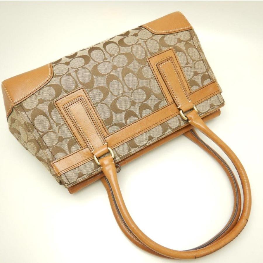 COACH コーチ 11062 キャリーオール ハンドバッグ シグネチャー キャンバス×レザー ベージュ ブラウン/151452【中古 ...