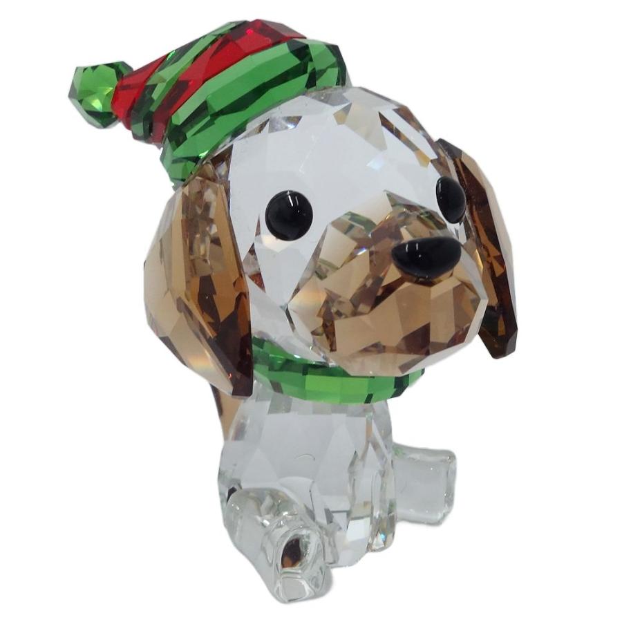 SWAROVSKI スワロフスキー フィギュリン 置物 ドッグ 犬 クリスマス クリスタル クリア グリーン レッド/180599【中古 ...