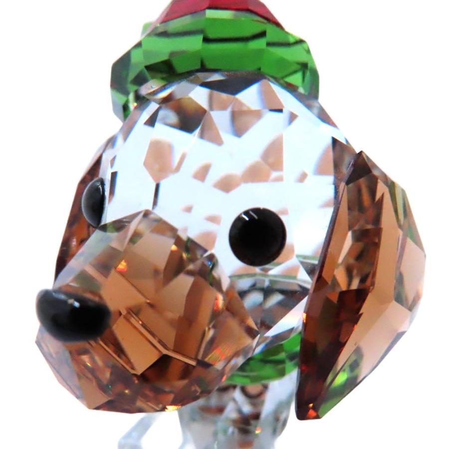 SWAROVSKI スワロフスキー フィギュリン 置物 ドッグ 犬 クリスマス クリスタル クリア グリーン レッド/180599【中古 ...
