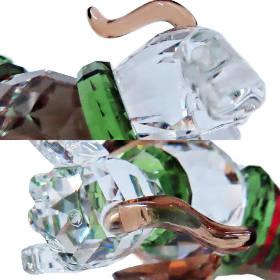 SWAROVSKI スワロフスキー フィギュリン 置物 ドッグ 犬 クリスマス クリスタル クリア グリーン レッド/180599【中古 ...