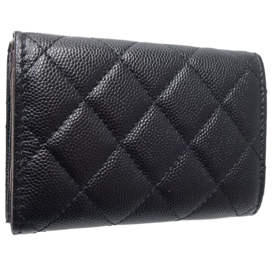 CHANEL シャネル 三つ折り財布 ココマーク クラシックスモールウォレット マトラッセ AP0230 キャビアスキン ブラック ...
