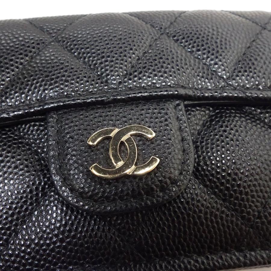 CHANEL シャネル 三つ折り財布 ココマーク クラシックスモールウォレット マトラッセ AP0230 キャビアスキン ブラック ...
