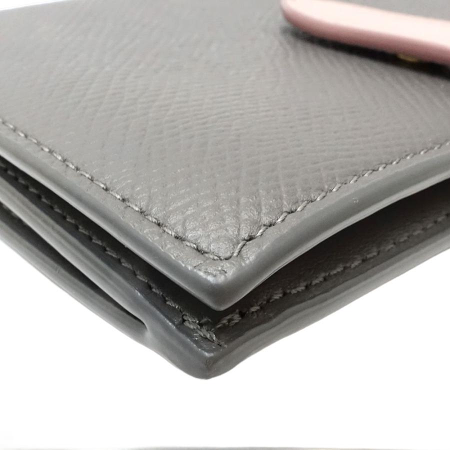 CELINE セリーヌ 二つ折り財布 ミディアムストラップウォレット 10B643BRU.10GV レザー グレー ヴィンテージピンク ...