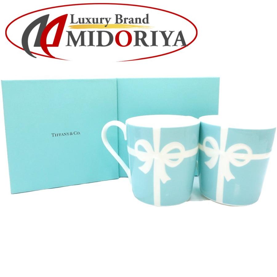 TIFFANY&Co. ティファニー マグカップ ティファニーブルー ホワイトリボン 2個セット 陶器 ブルー ホワイト/180935 ☆未 ...