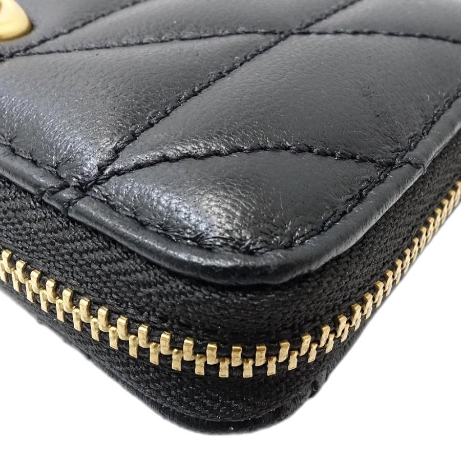 COACH コーチ コインケース スモールジップカードケース CM505 キルティング レザー ブラック/181338【中古 ...