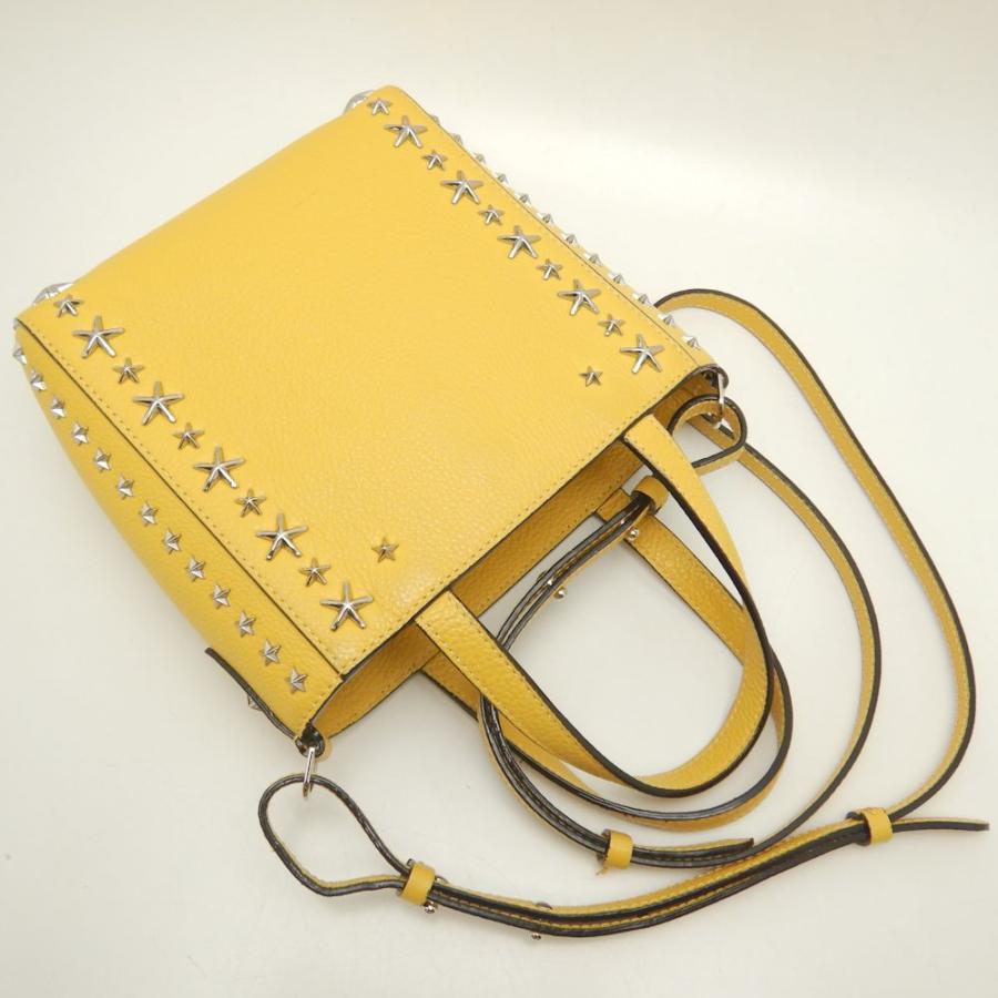 JIMMY CHOO ジミーチュウ ペガシ ハンドバッグ スタースタッズ 2WAY レザー イエロー/251994【中古 ...