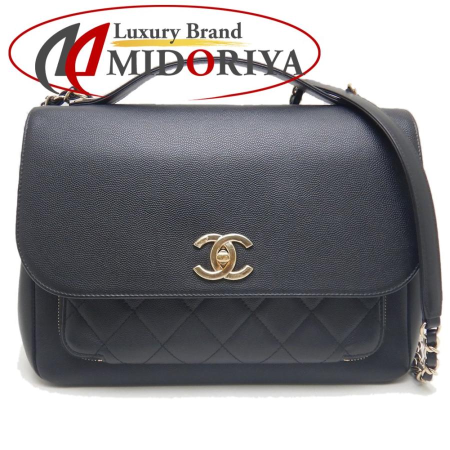 CHANEL（シャネル） ビジネスアフィニティ ラージ A93608 ショルダーバッグ チェーンショルダー キャビアスキン ブラック ...