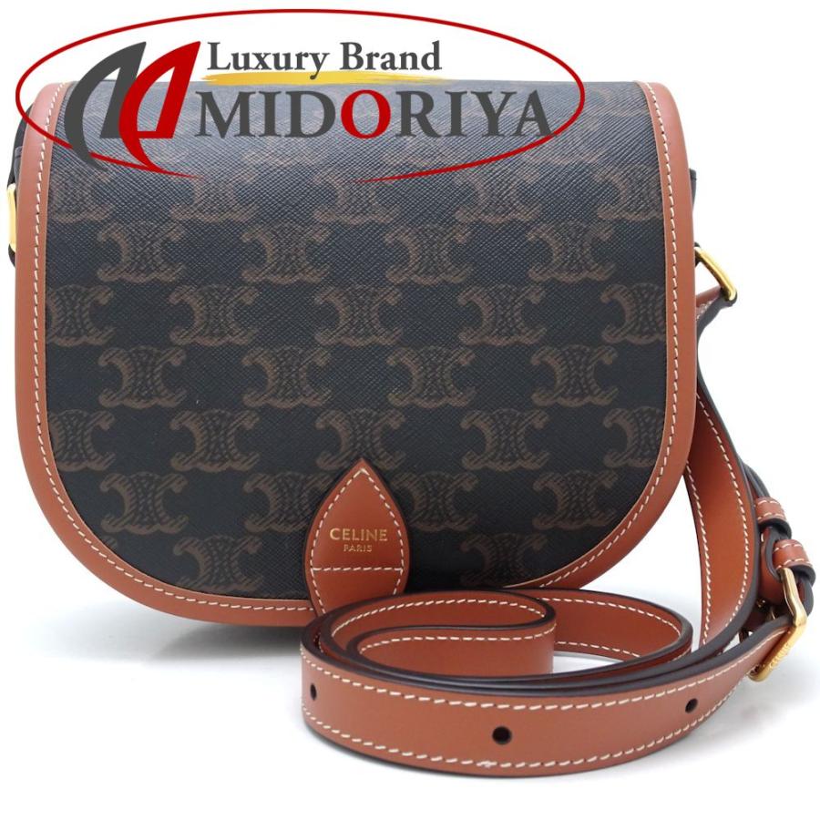 CELINE セリーヌ フォルコ ミディアム 191502 斜め掛けショルダーバッグ カーフxトリオンフキャンバス タン/351140【中古 ...