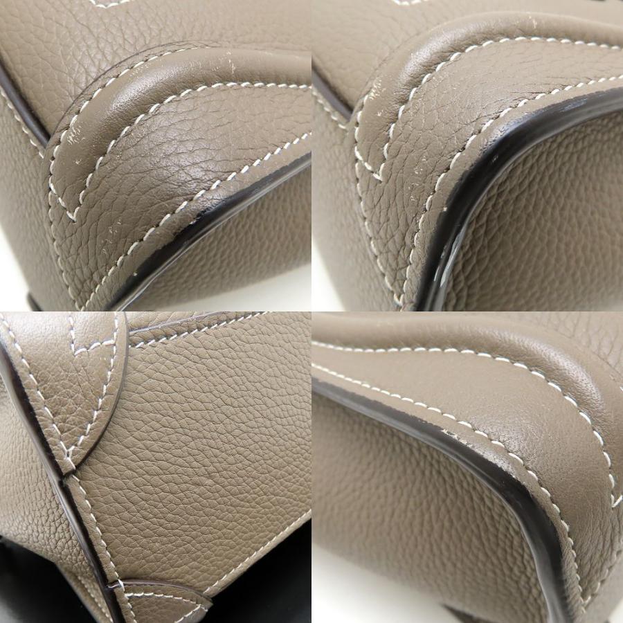 CELINE セリーヌ ラゲージナノショッパー 189243D ハンドバッグ 2WAY レザー スリ グレージュ/352380【中古 ...