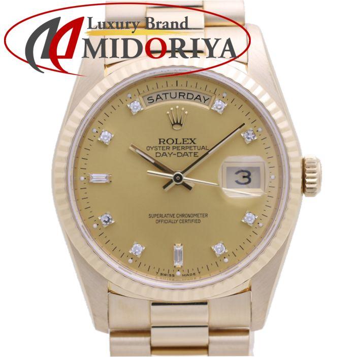 デイデイト ロレックス デイデイト【仕上げ済】8Pダイヤ/2Pバゲットダイヤ 18238A シャンパン X番 メンズ /38573 【中古 ...