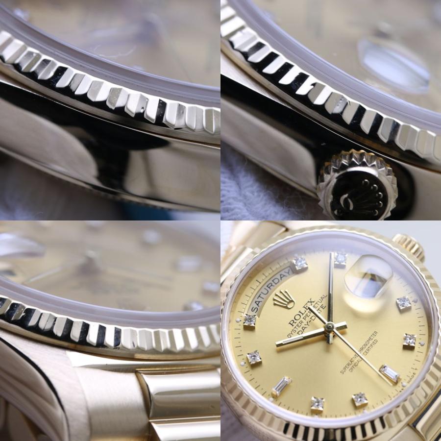 デイデイト ロレックス デイデイト【仕上げ済】8Pダイヤ/2Pバゲットダイヤ 18238A シャンパン X番 メンズ /38573 【中古 ...