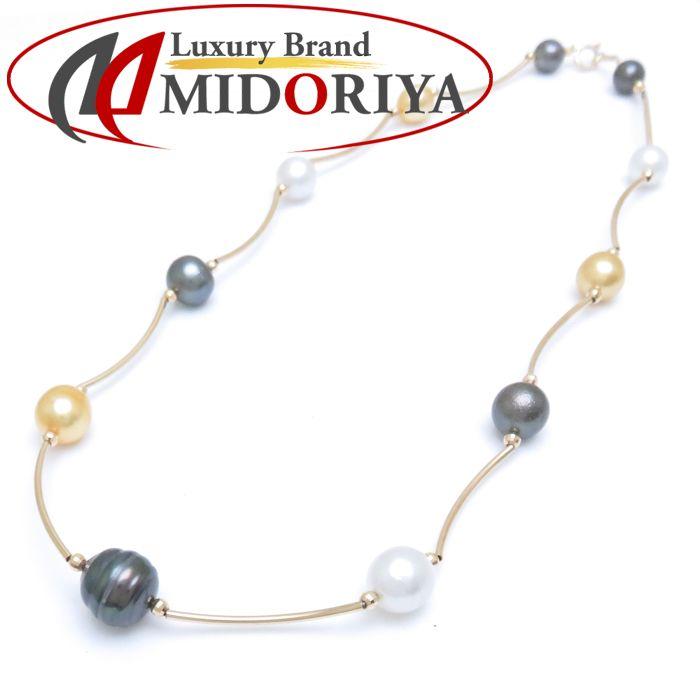 パールネックレス ステーションパール K18YG バロックパール8〜12ミリ マルチカラー 真珠 イエローゴールド/74333【中古 ...