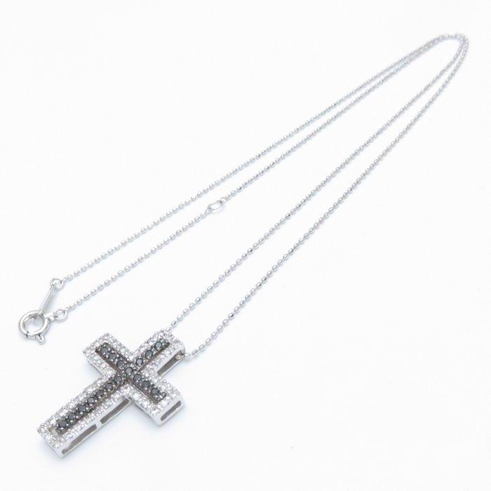 ダイヤモンド クロス ネックレス K18WG ブラックダイヤモンド0.25ct ダイヤモンド0.25ct ペンダント/74396【中古 ...