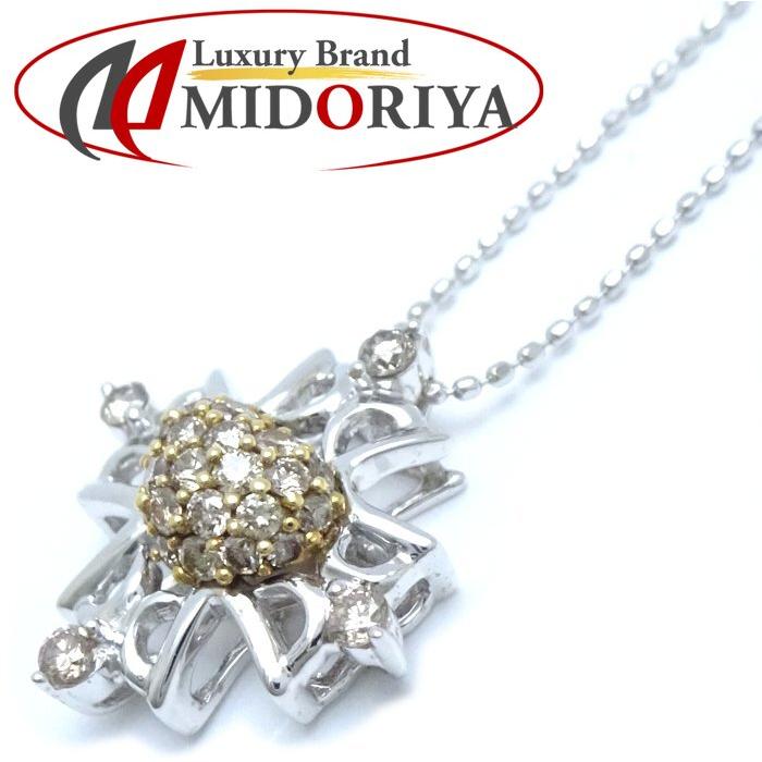 ダイヤモンド ネックレス ブラウンダイヤモンド ハート K18WG ホワイトゴールドxK18YG イエローゴールド /75963【中古 ...