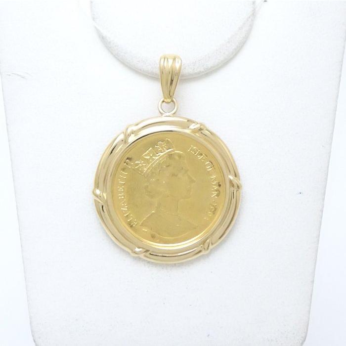 K24 1/5oz マン島 キャット コイントップ 金貨 エリザベス K24YG イエローゴールドxK18YG イエローゴールド /78988 ...