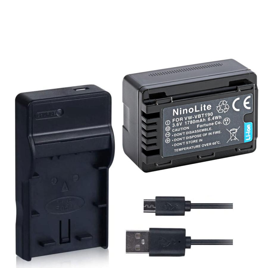 DC106 USB型充電器 VW-BC10-K と パナソニック VW-VBT190 VW-VBT190-K 互換バッテリーのセット HC ...