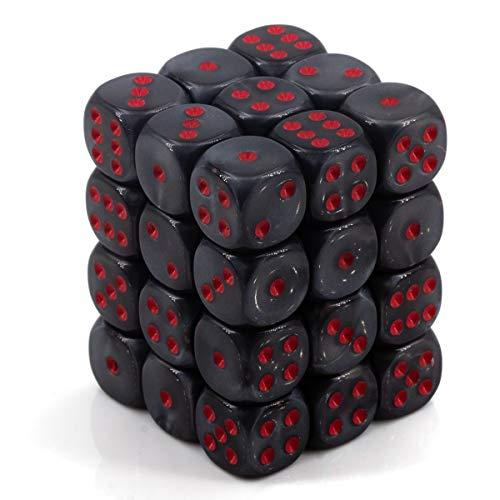 Chessex Dice d6 Sets: Velvet Black with Red - 12mm Six Sided Die (36 ...