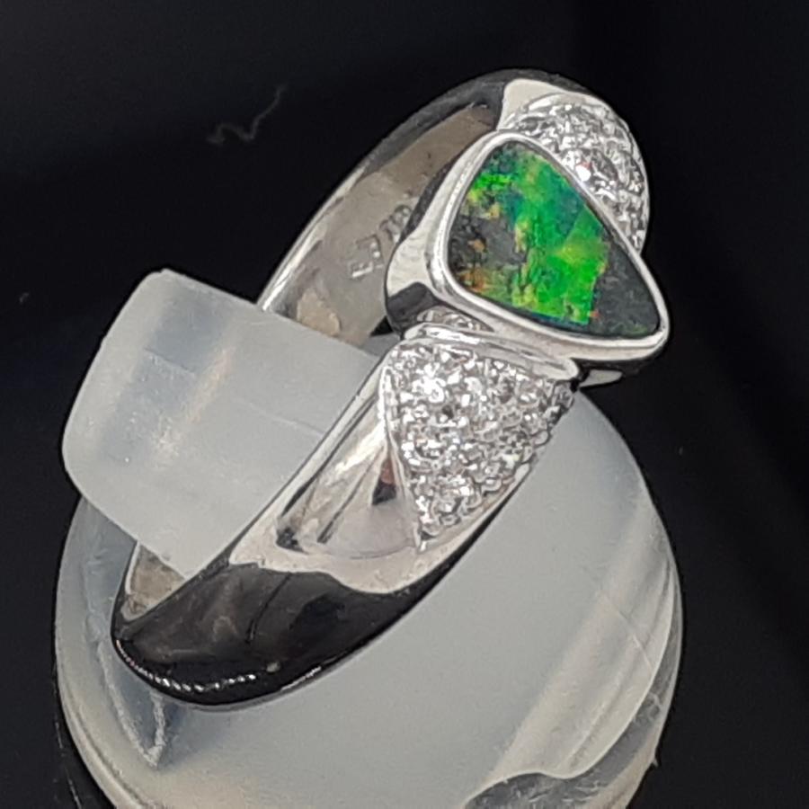 K18 WG リング 天然ボルダーオパール 0.53ct ダイヤモンド 0.23ct 6.67g 13号 ホワイトゴールド 指輪 3105/高林店 KT : ピックアップジャパン ヤフー店 ...