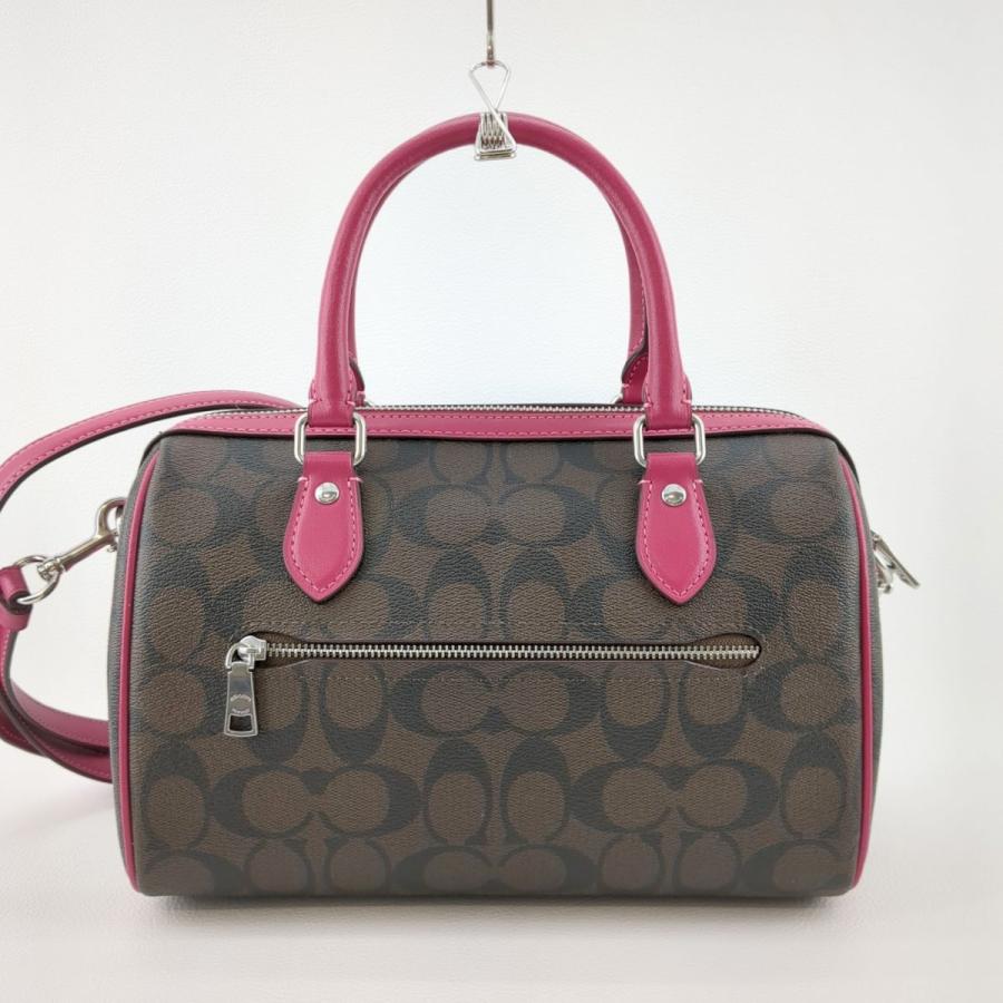 COACH コーチ ローアン サッチェル CH280 2WAY ショルダー ハンドバッグ ブラウン×ピンク シグネチャー 程度A 3107 ...