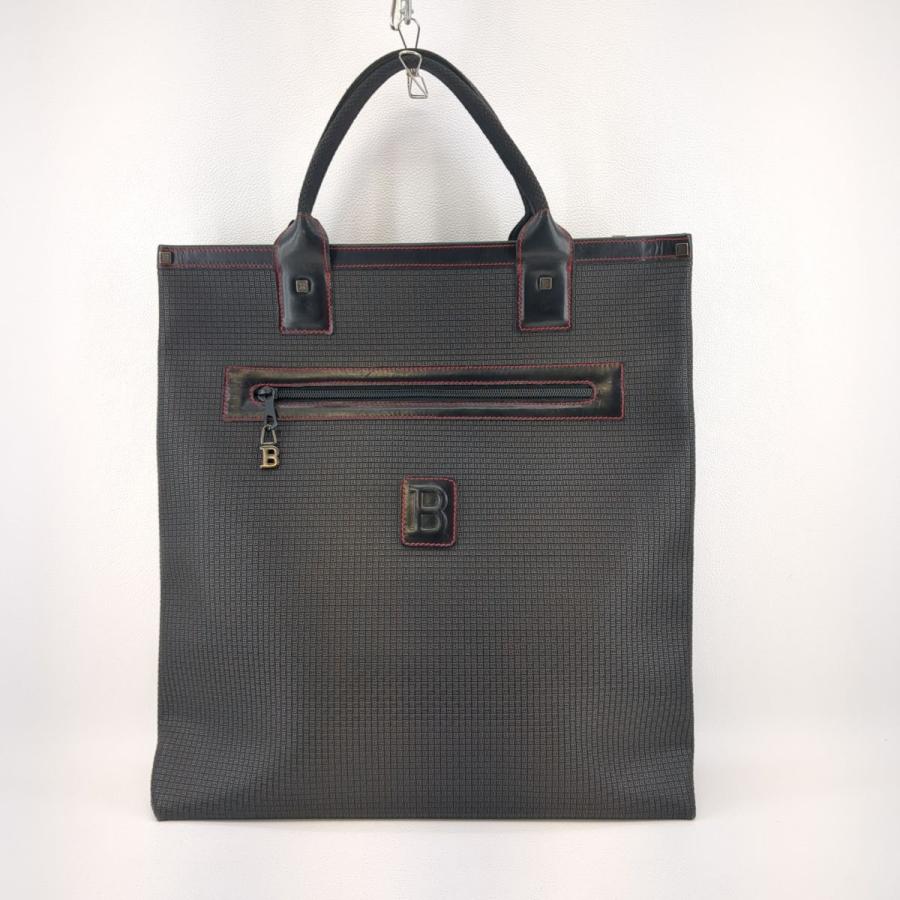 Bally BALLY トートバッグ PVC レザー キャンバス地 ブラック×レッド バリー メンズ レディース ユニセックス 3107 ...