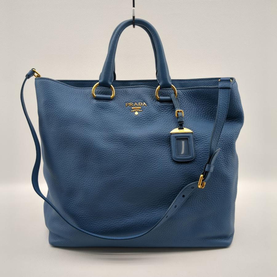 PRADA プラダ トートバッグ ブルー レザー 165 ショルダーバッグ PRADA 3109/宮竹店 : ピックアップジャパン ヤフー店 - 通販 - Yahoo!ショッピング
