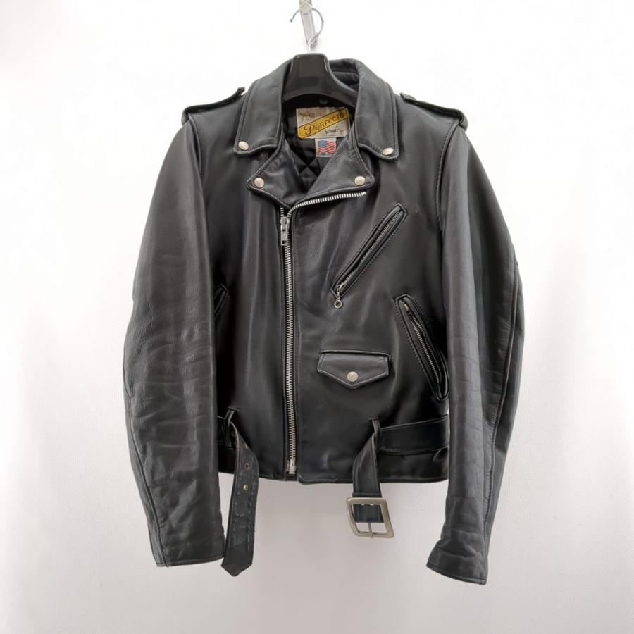 SCHOTT パーフェクト バイ ショット ライダースジャケット SIZE 36 80-90 ブラック メンズ 古着 PERFECTO by schott 中古 3118/静岡清水店 ...