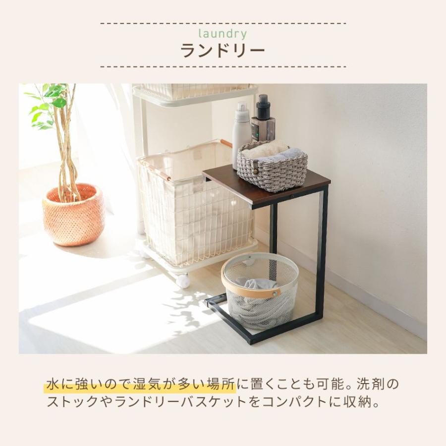 WEIMALL サイドテーブル ベッドテーブル ナイトテーブル スリム ミニテーブル ソファー おしゃれ 一人用ベッドサイド コの字型 木目調 簡易テーブル 介護 ...