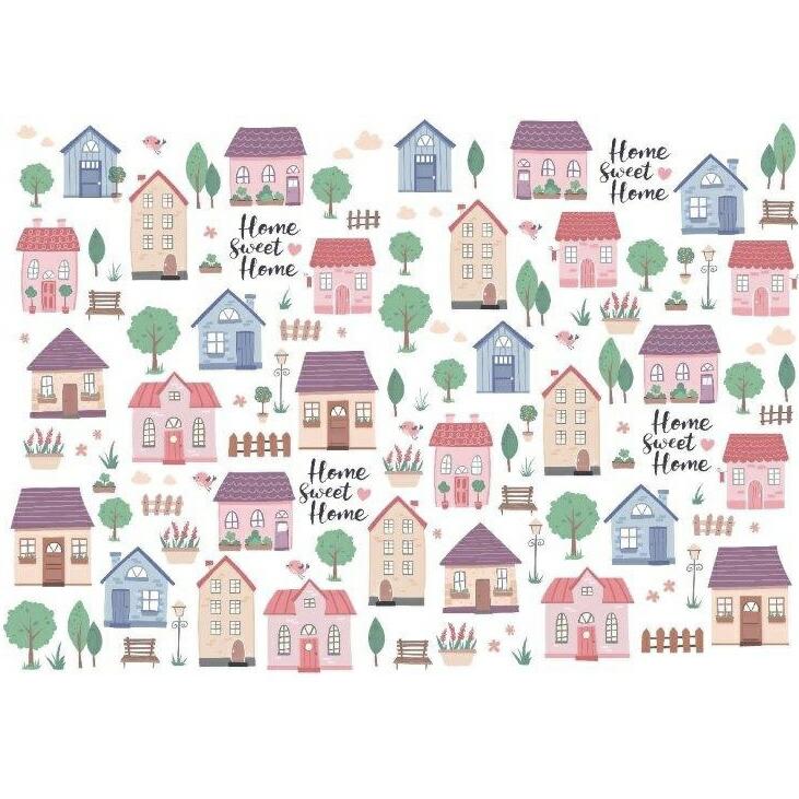 白磁用転写紙Q 9087スイートホーム / home 木 カラフル 可愛い キッズ 春 女の子お茶碗 家 おうち 引っ越し 北欧風デザインq0 : 転写紙ショップぴこランド - 通販 ...