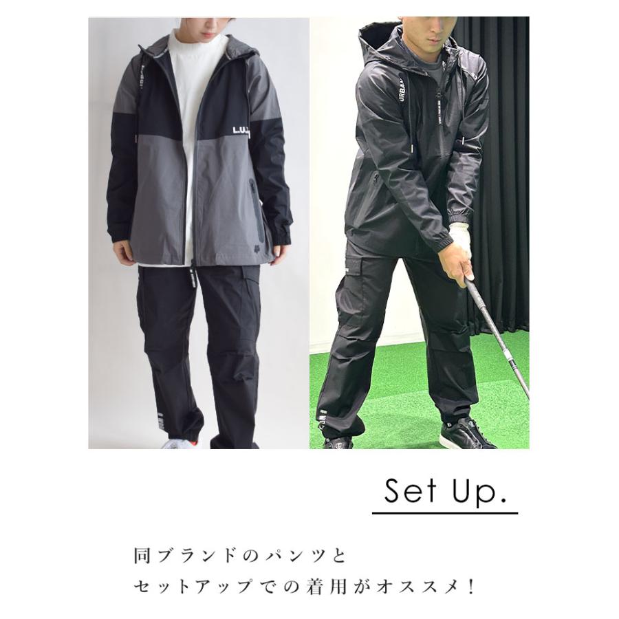 LUXE/R 2025秋冬新作 GOLF ラグジュ ゴルフ トップス ジップパーカー 撥水加工 ストレッチ ナイロンスウェット フード メンズ ...