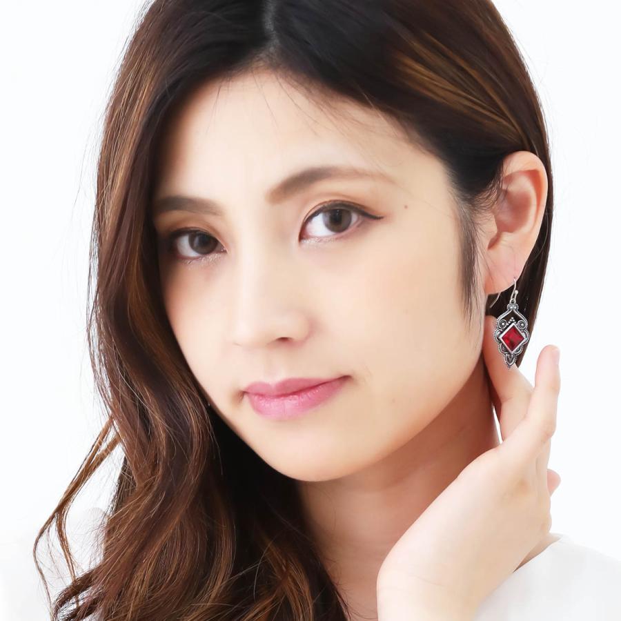 フックピアス シルバー925コーティング エスニック風 ルビー ラインストーン エレガント 爆買 : アクセサリーショップ PIENA - 通販 - Yahoo!ショッピング