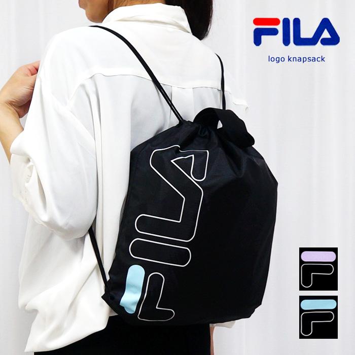 FILA フィラ ナップサック ロゴ リュック バッグ サブバッグ トート おしゃれ A4対応 軽い 軽量 コンパクト 人気 黒 ブラック お出かけ アウトドア / メール便可 ...