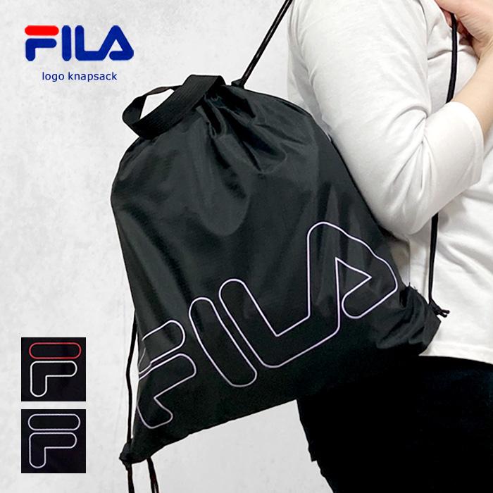 FILA フィラ ナップサック ロゴ リュック バッグ サブバッグ おしゃれ A4対応 軽い 軽量 コンパクト 人気 黒 ブラック お出かけ アウトドア 敬老の日 : cofuri(コフリ ...
