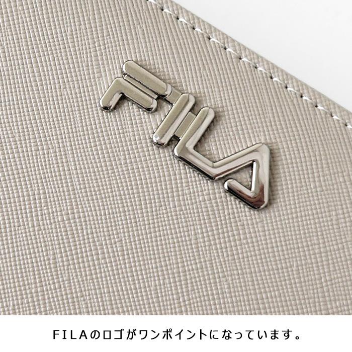FILA フィラ ロゴ ブローチ 無地 ラウンド 長財布 シボ 合皮 かわいい おしゃれ シンプル ファスナー ギフト プレゼント ...