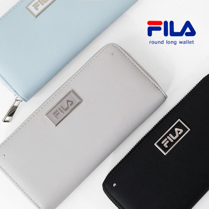 FILA フィラ ロゴ ブローチ 無地 ラウンド 長財布 合皮 レディース ユニセックス かわいい おしゃれ シンプル スタイリッシュ ...