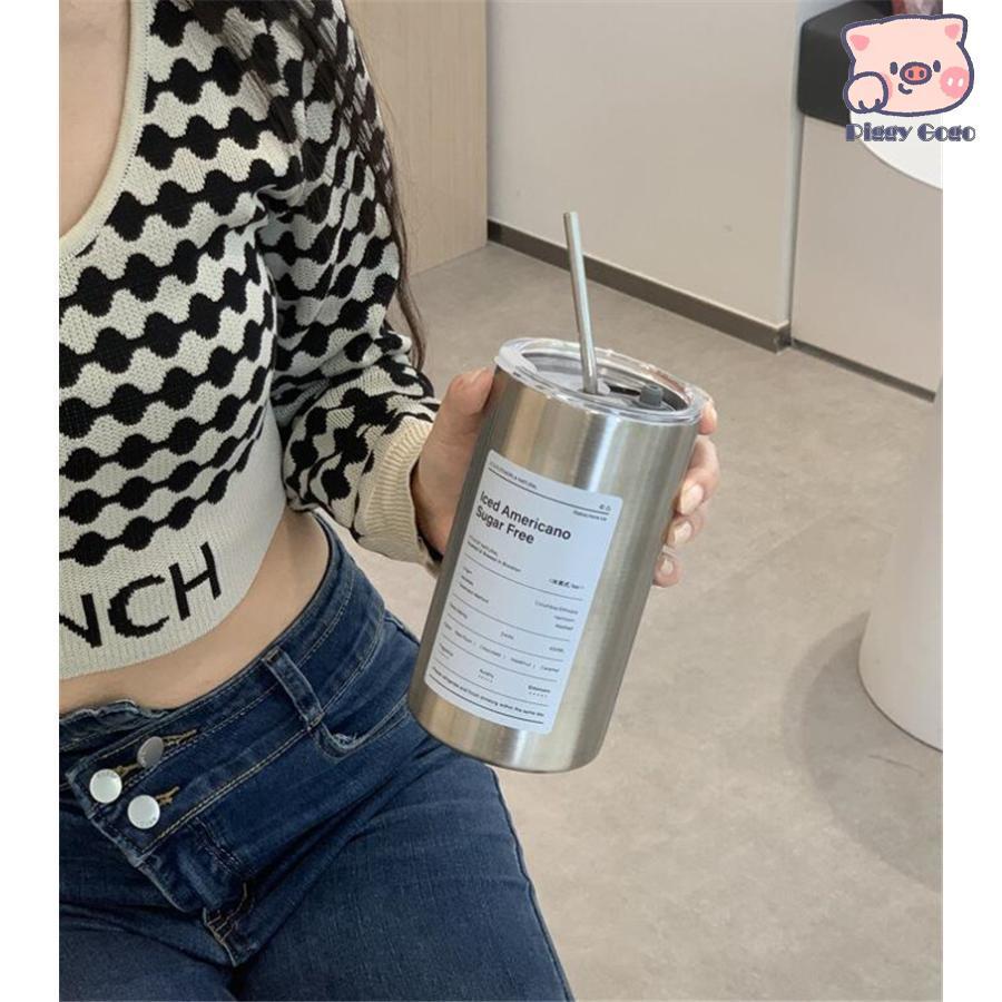 タンブラー 蓋付き ストローステンレス コップ 450ml 車載せでき 真空断熱 保温 保冷 持ち運び マグボトル 直飲み 二重構造 コーヒーカップ : Piggy Gogo - 通販 ...