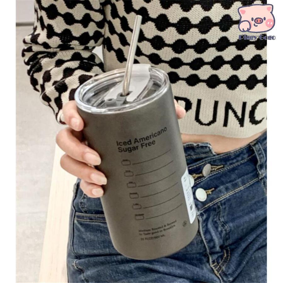 タンブラー 蓋付き ストローステンレス コップ 450ml 車載せでき 真空断熱 保温 保冷 持ち運び マグボトル 直飲み 二重構造 コーヒーカップ : Piggy Gogo - 通販 ...