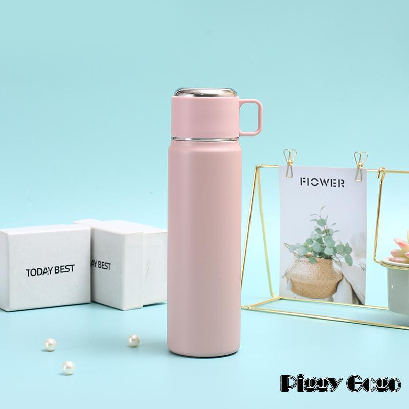 水筒 直飲み コップ飲み 2way 保温 保冷 450ml 550ml 大容量 茶こし付き ステンレス製ボトル マグボトル 広口 軽量 持ち運び 運動 オフィス アウトドア : Piggy ...