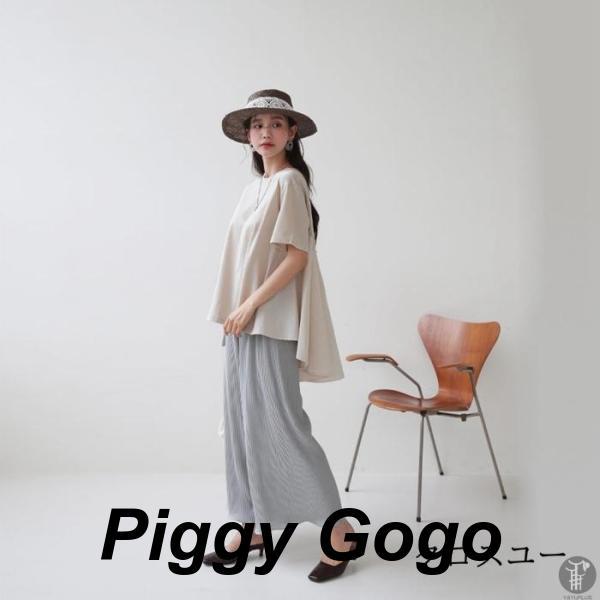 Tシャツ バックフリル 不規則裾 トップス ゆったり 体型カバー 半袖カットソー : Piggy Gogo - 通販 - Yahoo!ショッピング