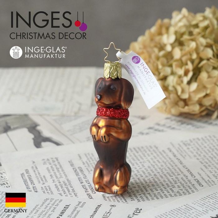 クリスマスツリー 飾り オーナメント INGE-GLAS MANUFAKTUR ダックスフント 犬 イヌ いぬ 動物 アニマル 赤い首輪 9.5cm (10096S020) : 100271 ...