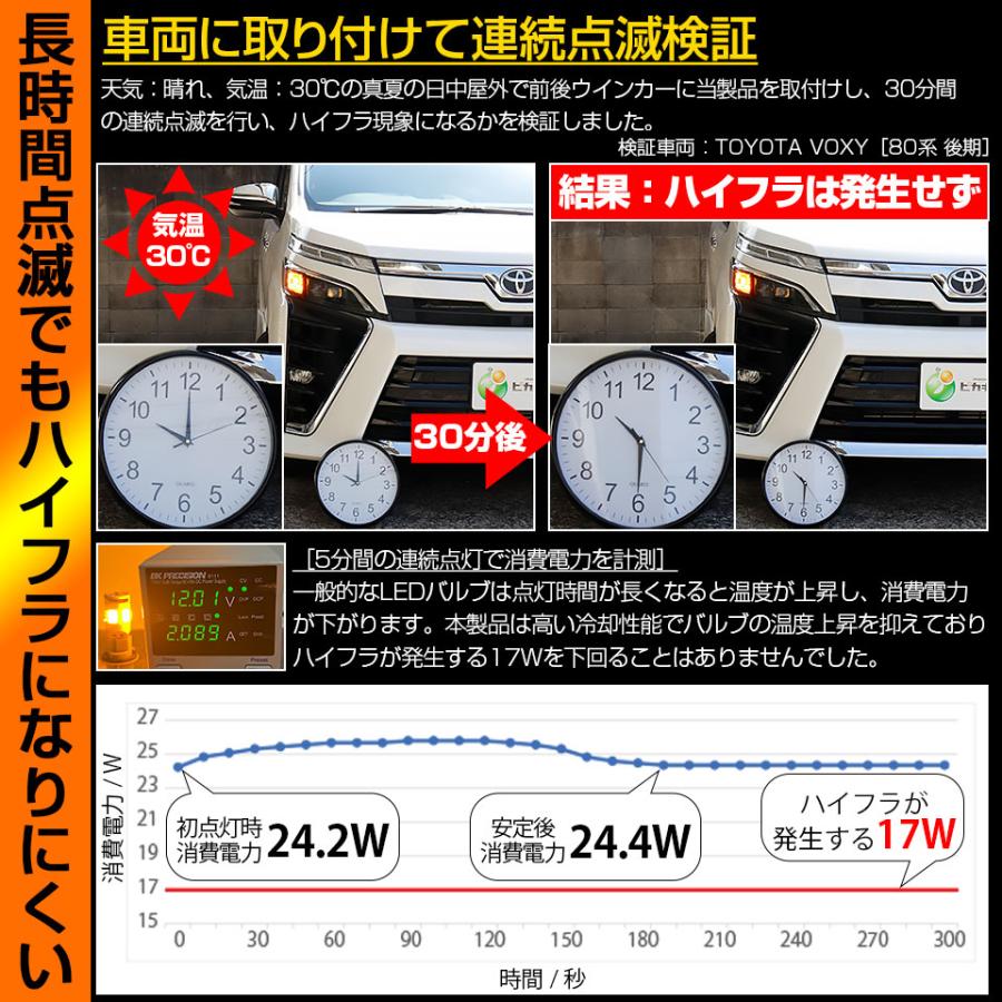 ピカキュウ T20S LED ダイハツ タント (LA650S/LA660S 前期型) 対応 ハイフラ防止 抵抗内蔵 リア ウインカーランプ 凌駕-RYOGA1000- 1000lm アンバー ...