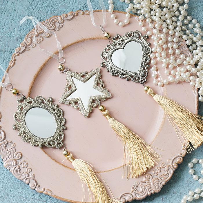 クリスマスツリー オーナメント 飾り 北欧 KAEMINGK (カイミング) ゴールドミラータッセル クラシカルミラー タッセル付き 鏡 ...